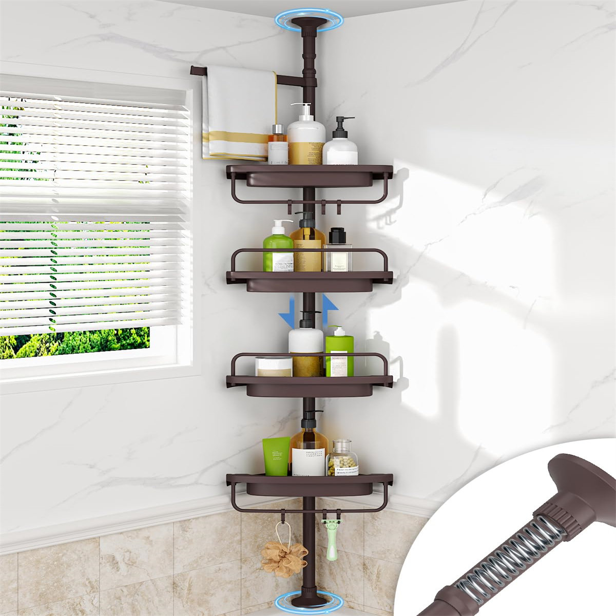 Rebrilliant Shower Caddy Corner For Bathroom, Tension Corner Shower ...