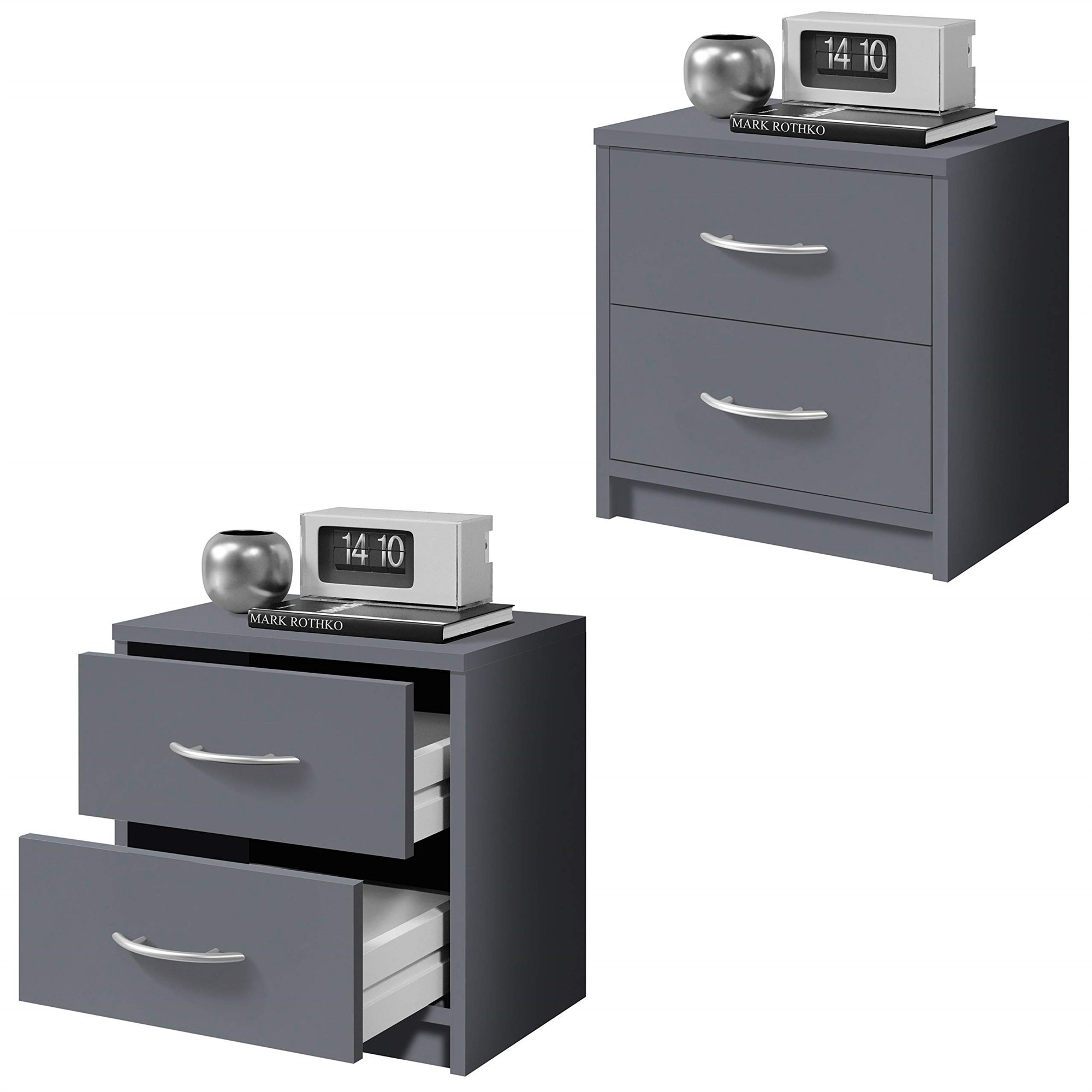 Latitude Run Bedside table graphite - simple bedside table with two ...