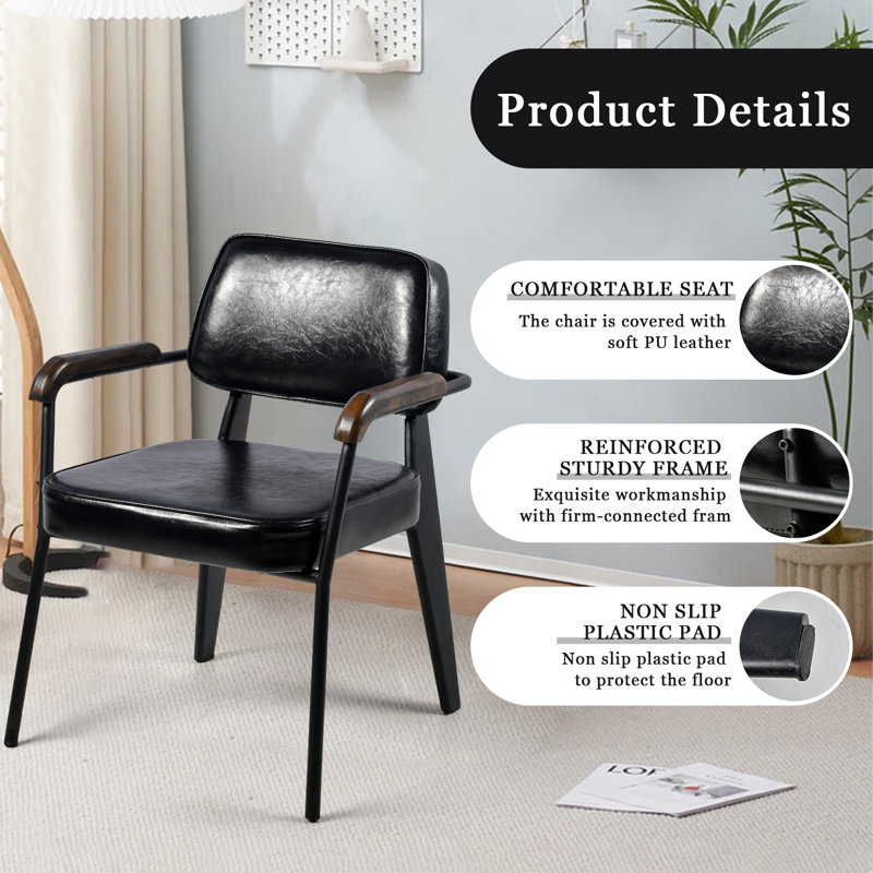 Topower Leather Seat Reception Chair with Metal Frame | Wayfair