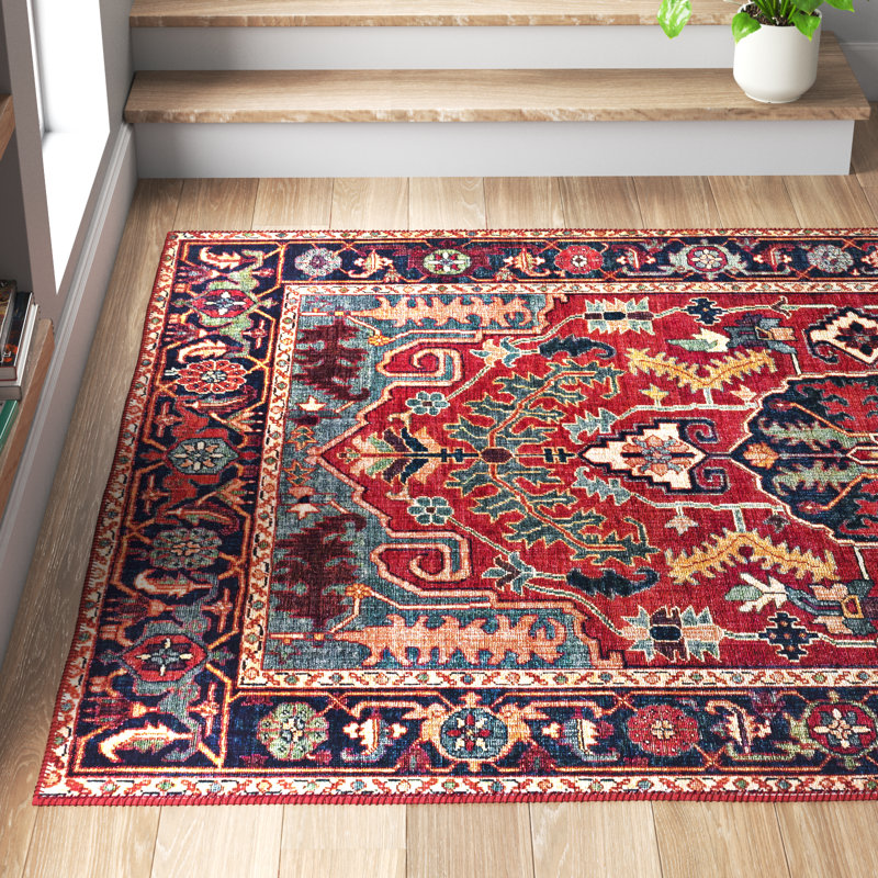 Langley Street® Fleckenstein Oriental Red/Navy Area Rug & Reviews | Wayfair