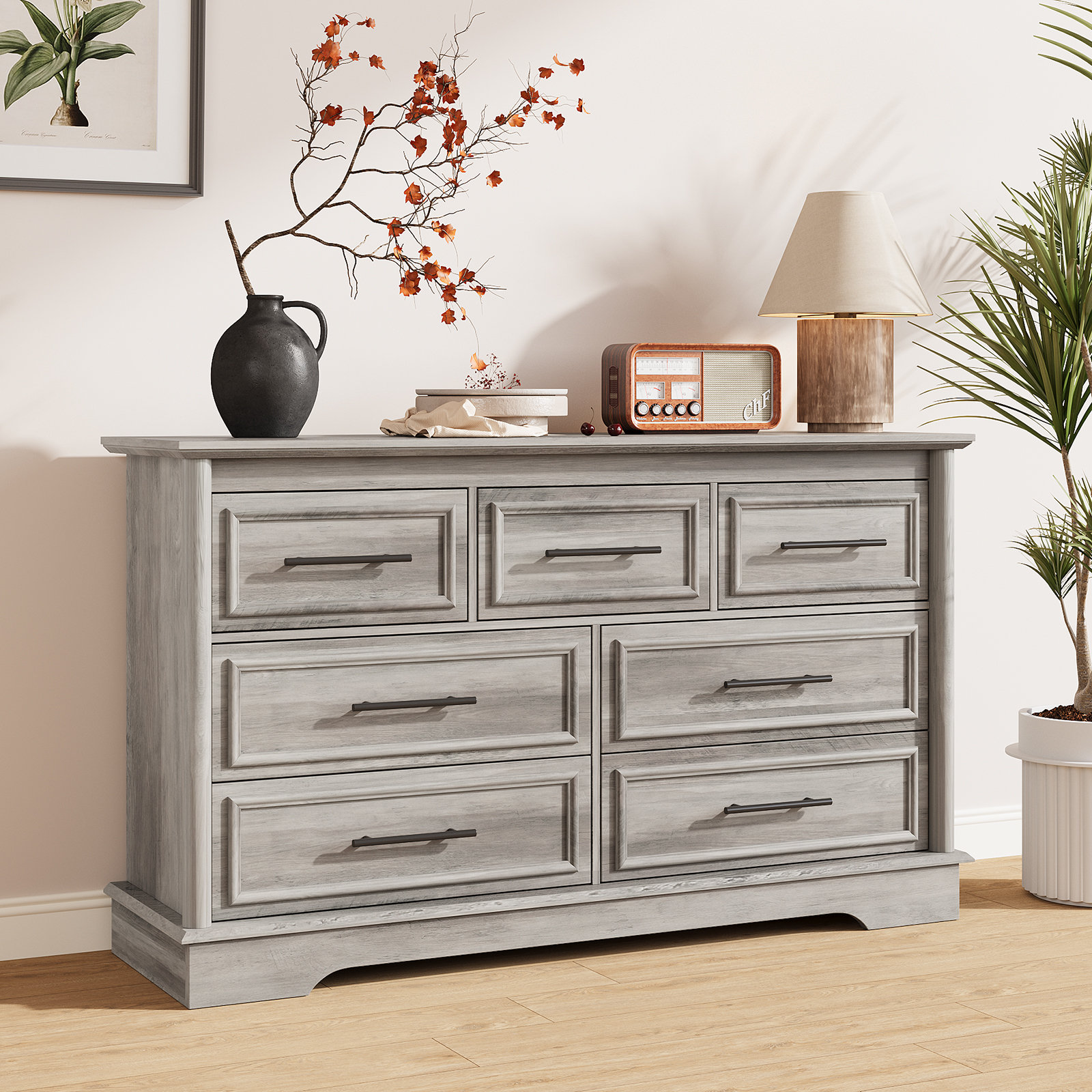 Winston Porter 7 Drawer 53.5" W Double Dresser, Dressers For Bedroom ...