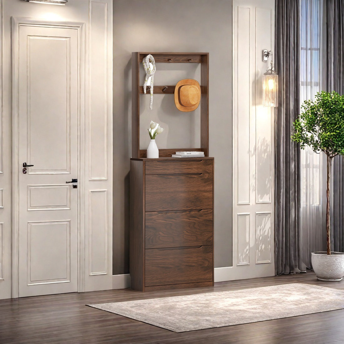 Elegant Home Furnishings.s Solid Oak Hall Tree with Shoe Storage | Wayfair