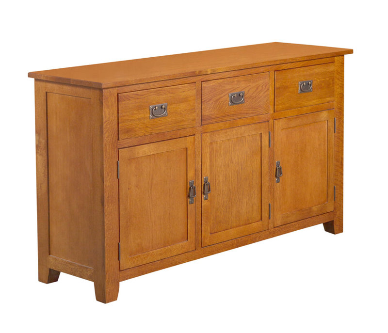 Loon Peak® Dystanie 70" Wide 3 Drawer Oak Solid Wood Sideboard | Wayfair