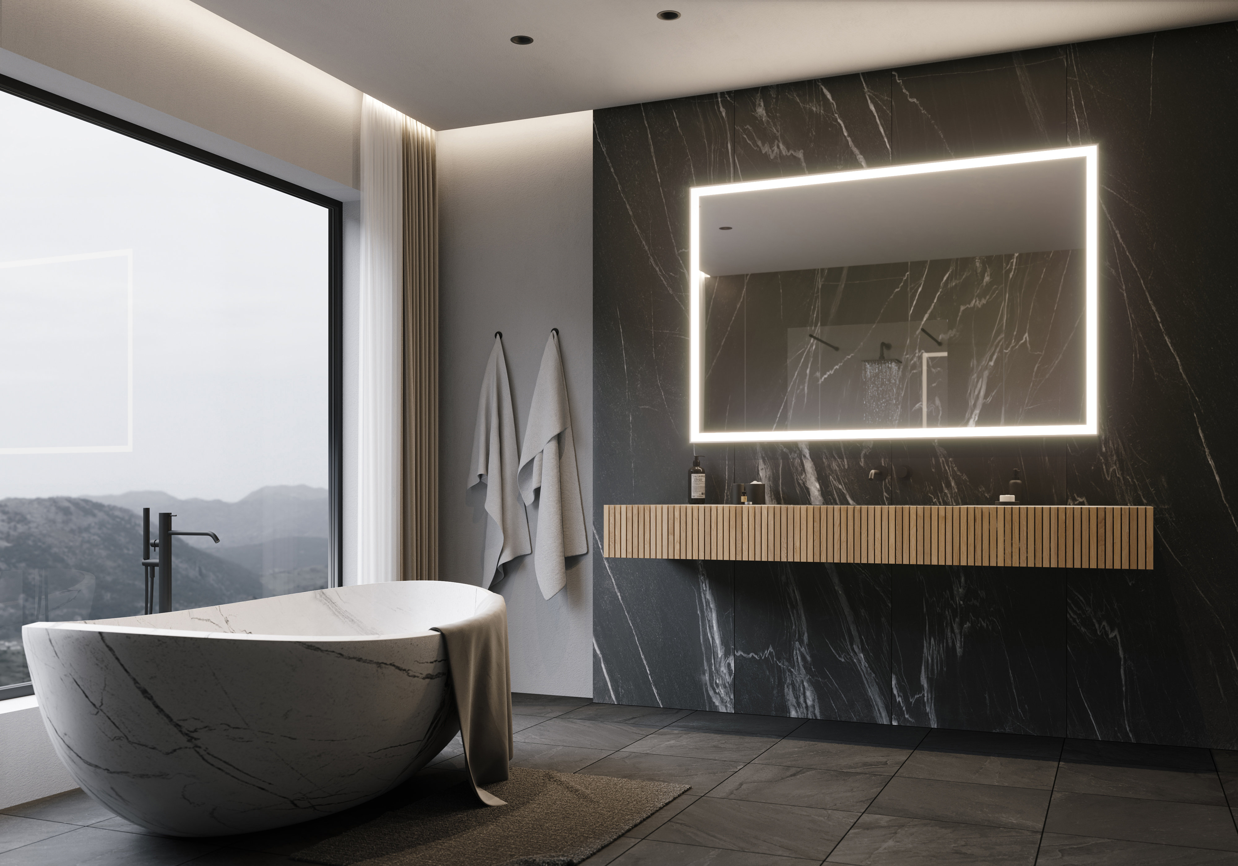 Paris Mirror Rectangle Galaxy LED Lighted Mirror Dimmable 6000K ...