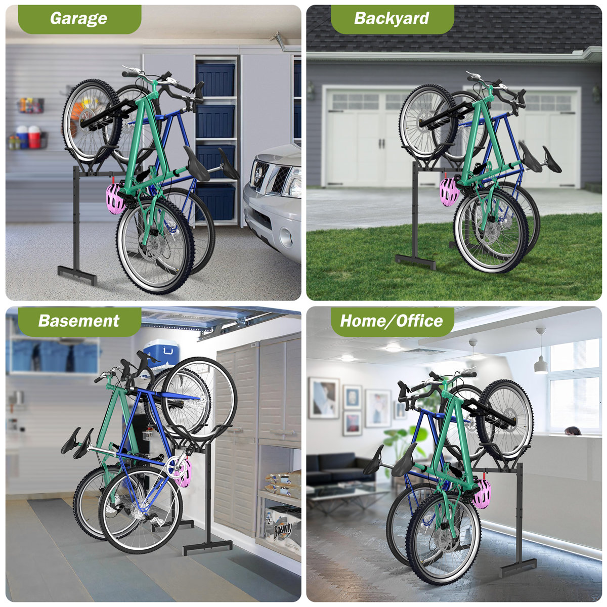 Rebrilliant Mellonie Steel Free-standing Adjustable Bike Rack, 2 Bikes ...