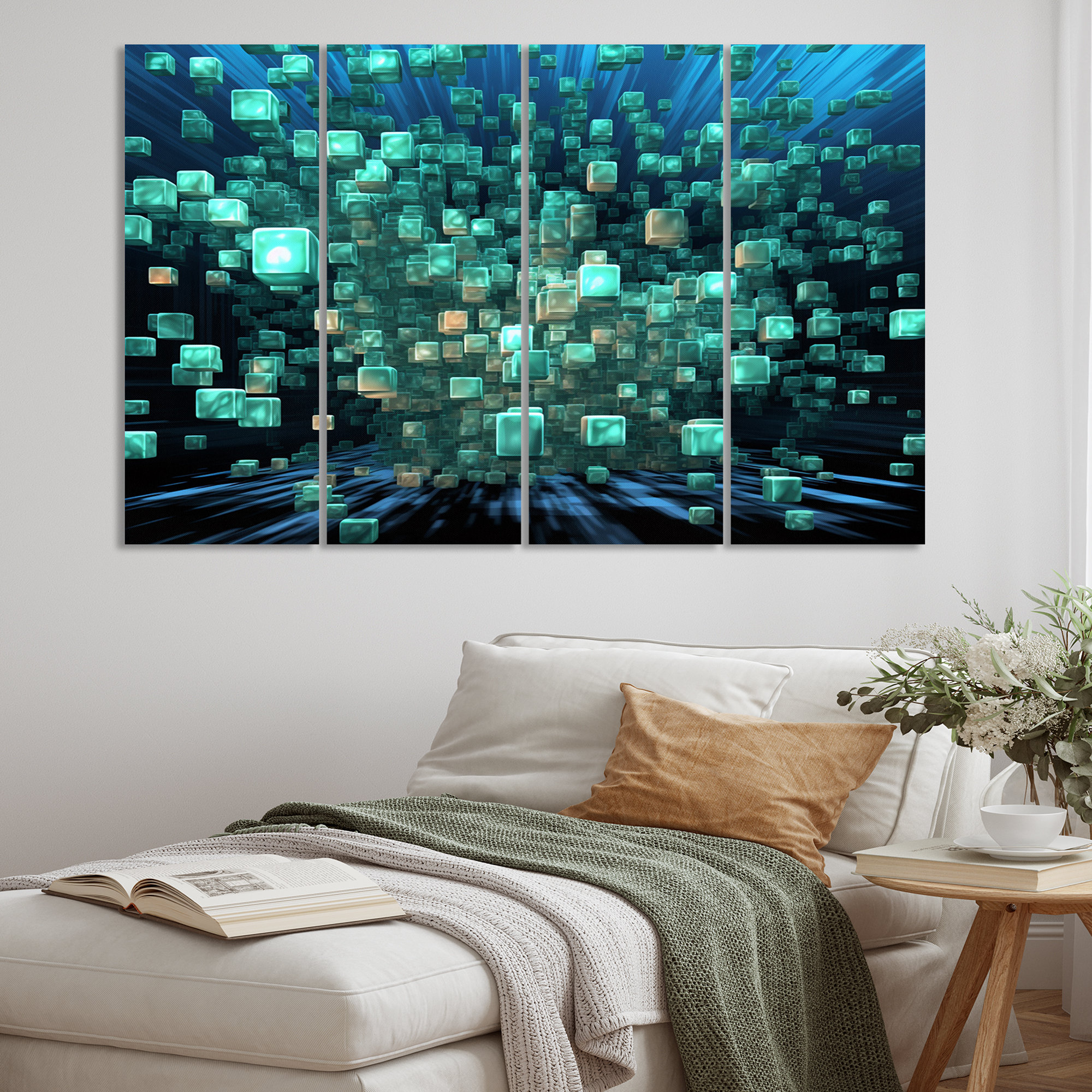 Wrought Studio Matrix Galaxy Abstract Deep Blue And Turquoise On Canvas ...