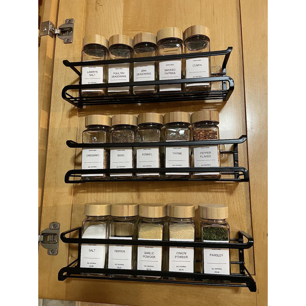 Mint Pantry® Chrome Spice Rack wall mounted 4 Pack, Space-Saving Spice ...
