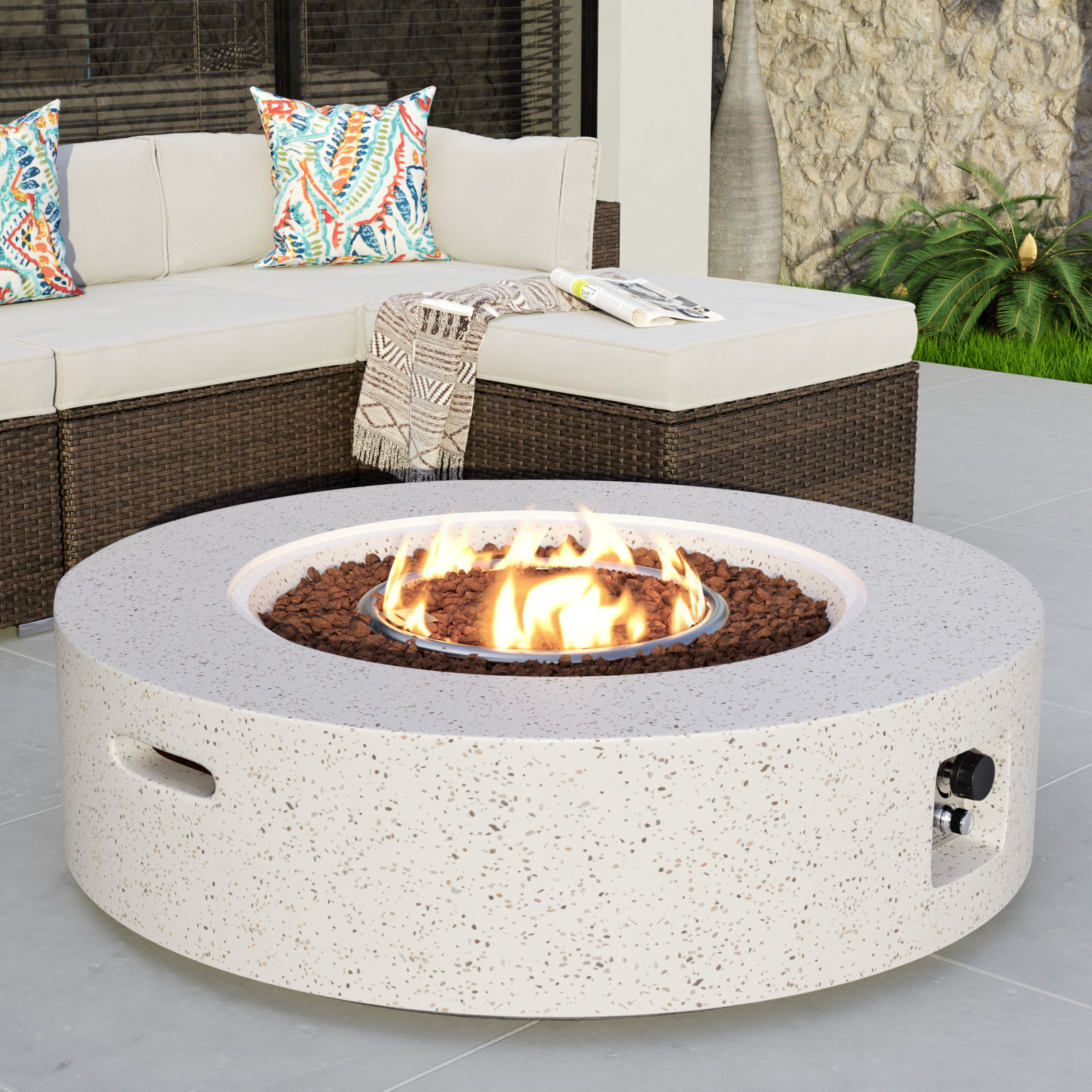 Wade Logan® Borgia Concrete Propane Fire Pit Table & Reviews | Wayfair
