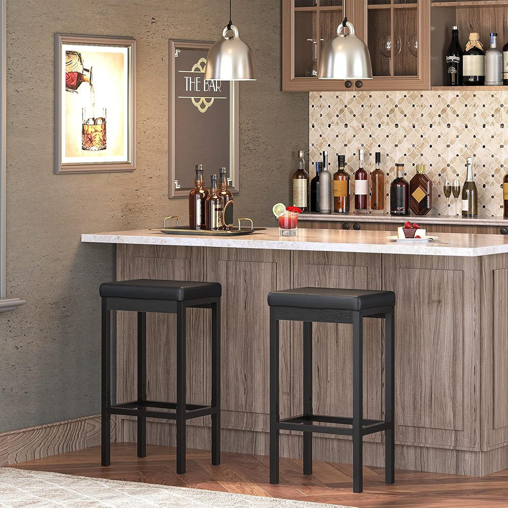MAXAYA Bar Stools, Set Of 2 Bar Chairs, 24.8-Inch Height Stools ...