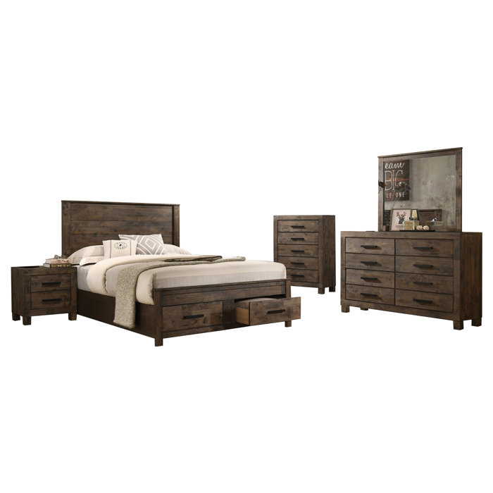 Loon Peak® Feliberto 5 Piece Bedroom Set in Rustic Golden Brown | Wayfair