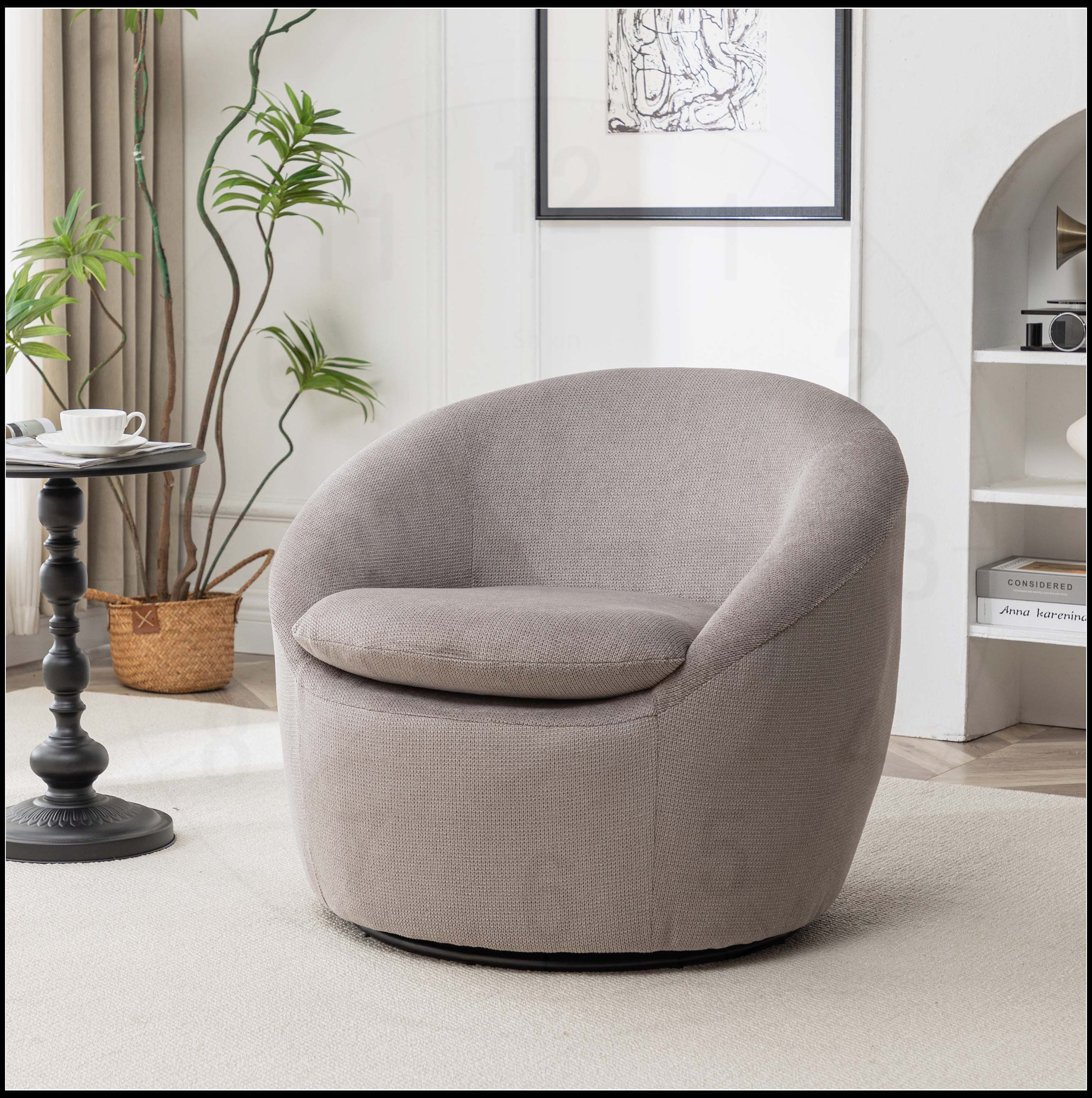 George Oliver Winnie Modern Teddy Boucle Fabric Barrel Chair | Wayfair