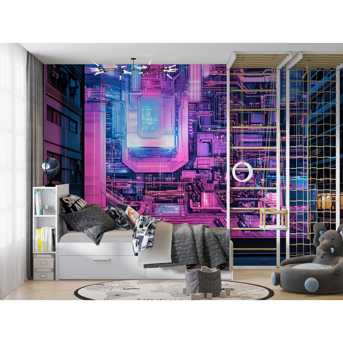 Winston Porter Cyberpunk Futuristic Circuit Wallpaper – Neon Pink ...