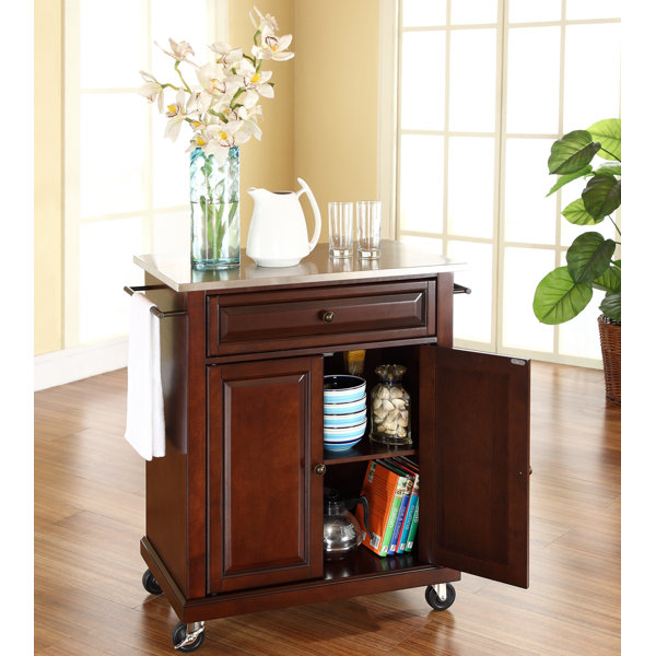 Three Posts™ Hedon Kitchen Cart with Stainless Steel Top & Reviews ...