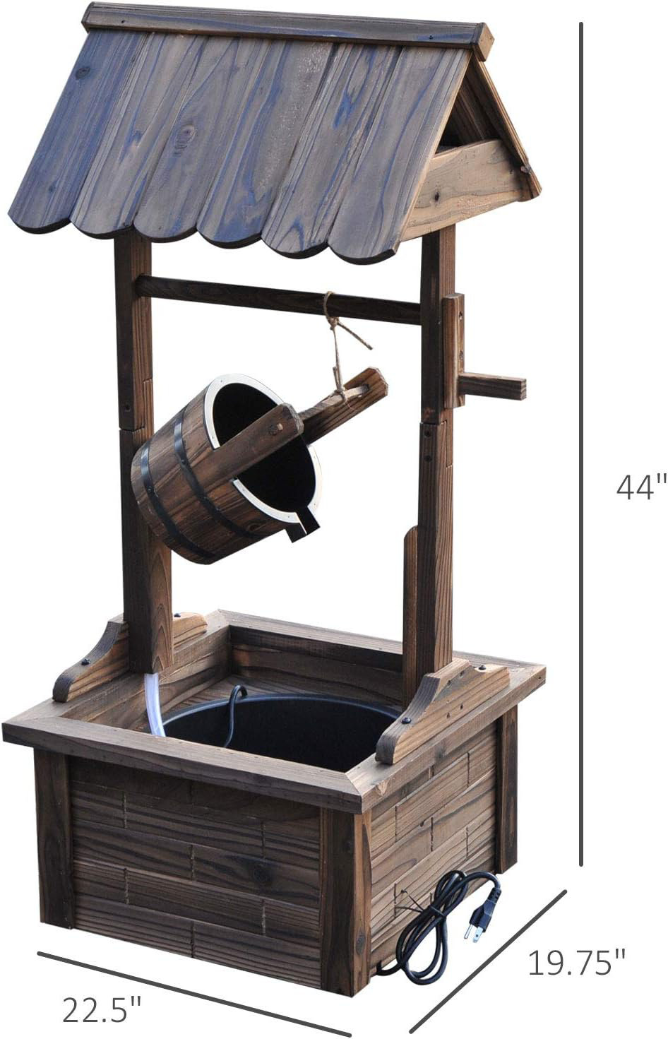 Ophelia & Co. Outdoor Wooden Wishing Well Fountain with Adjustable ...