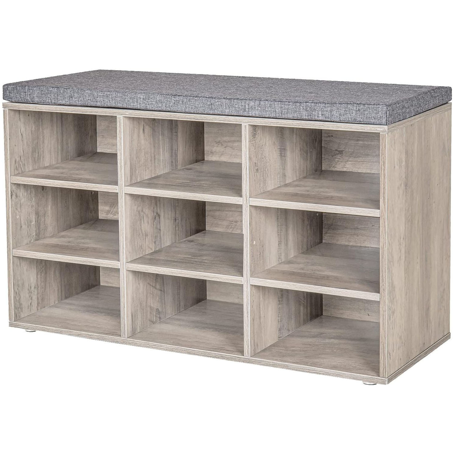 Hokku Designs Shoe Storage Bench with Cushion, Cubby Shoe Rack with 9 ...