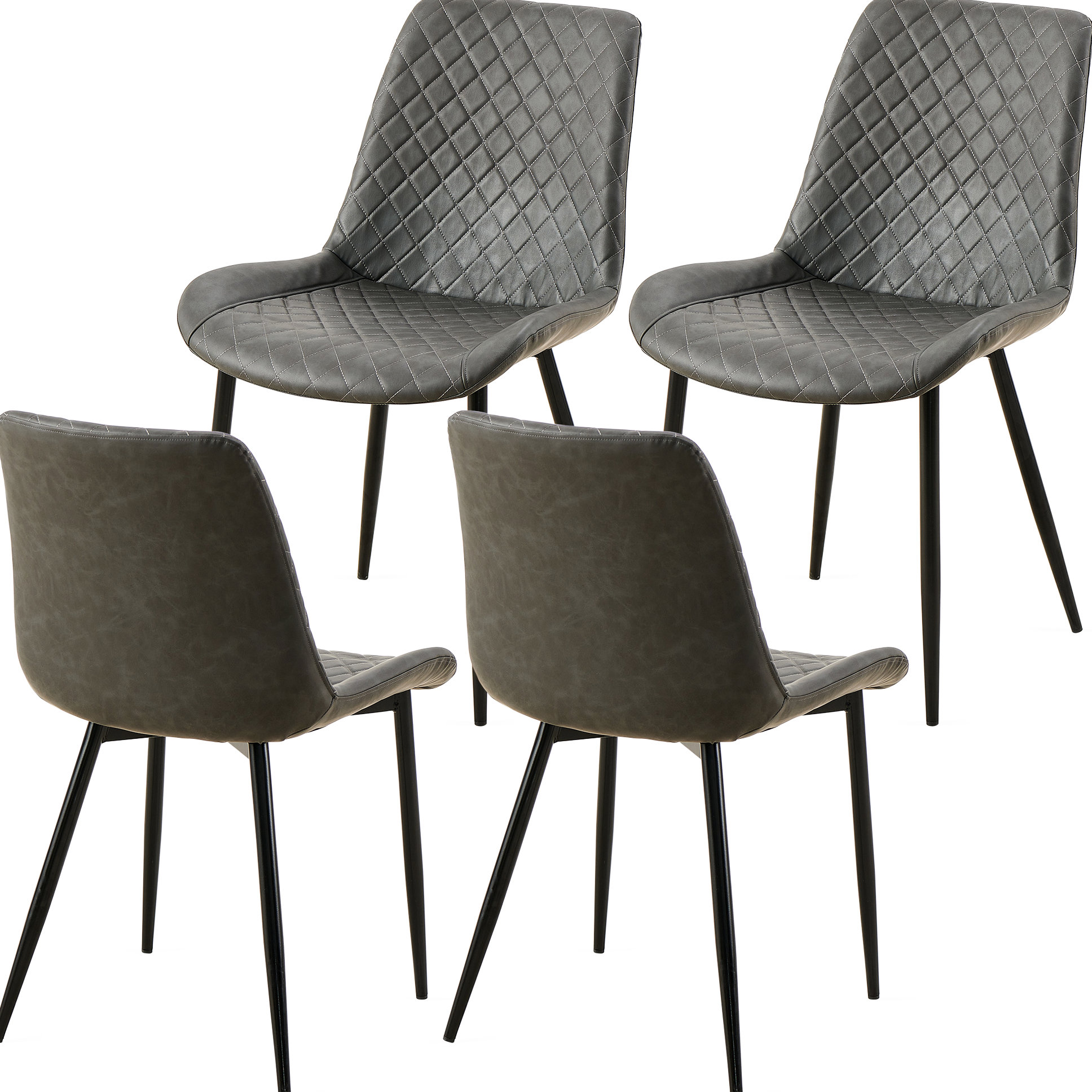 George Oliver Pu Leather Dining Chairs ( Of 4) - Elegant Metal Leg With ...