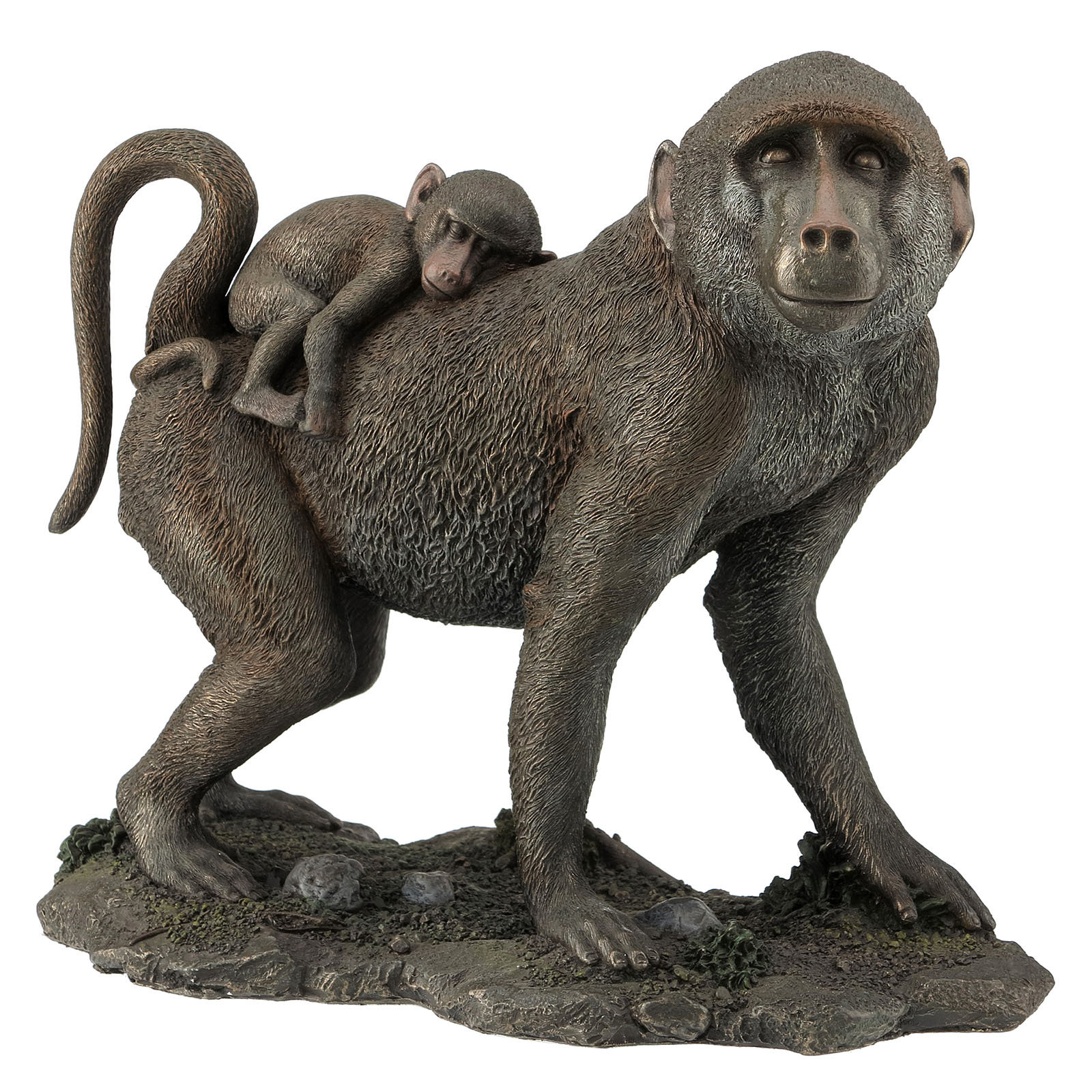 Bungalow Rose 10.63" L BABOON & BABY BABOON (BRONZE) Cold Cast Bronze ...