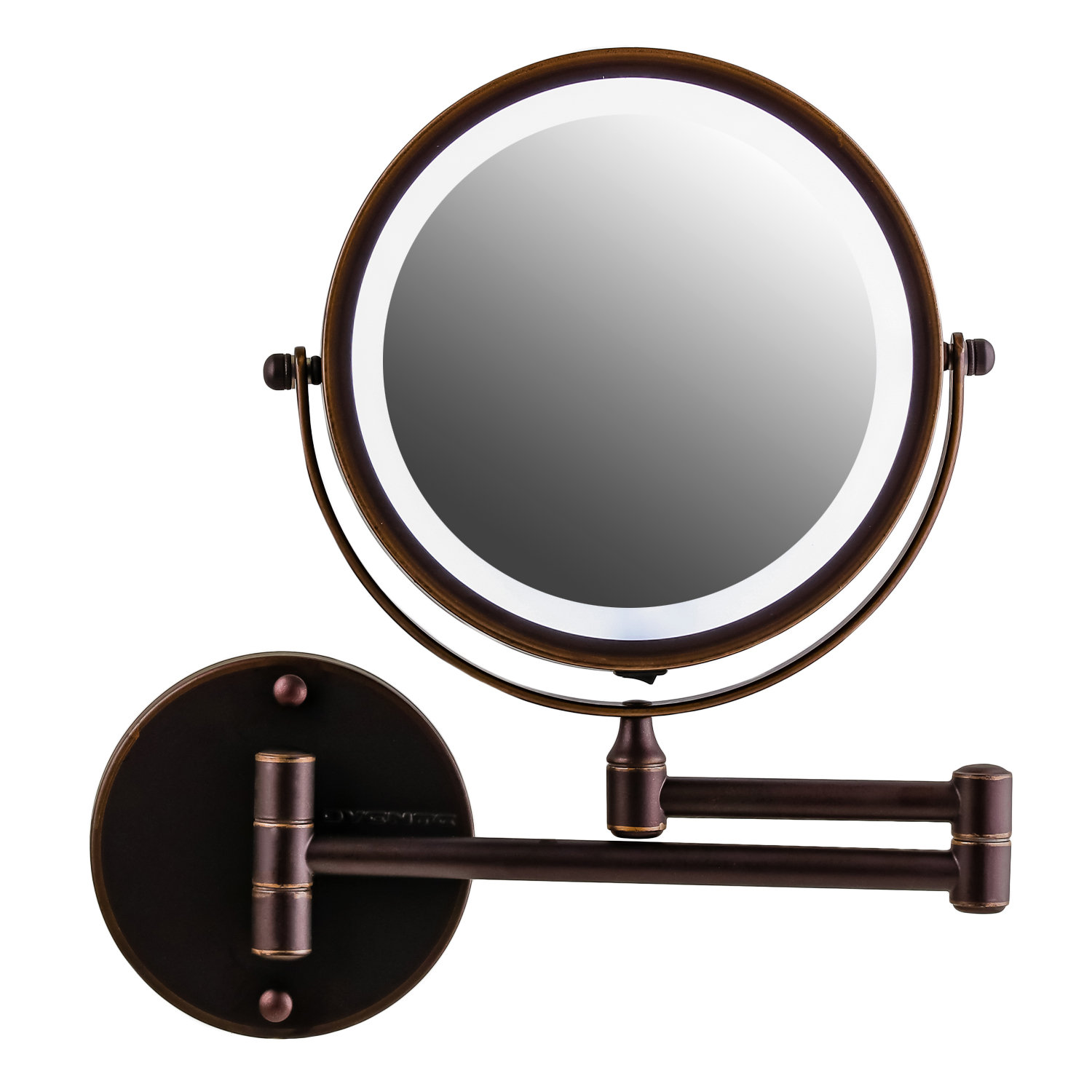 Ovente 7" Lighted Wall Mount Makeup Mirror with Round LED, Compact ...