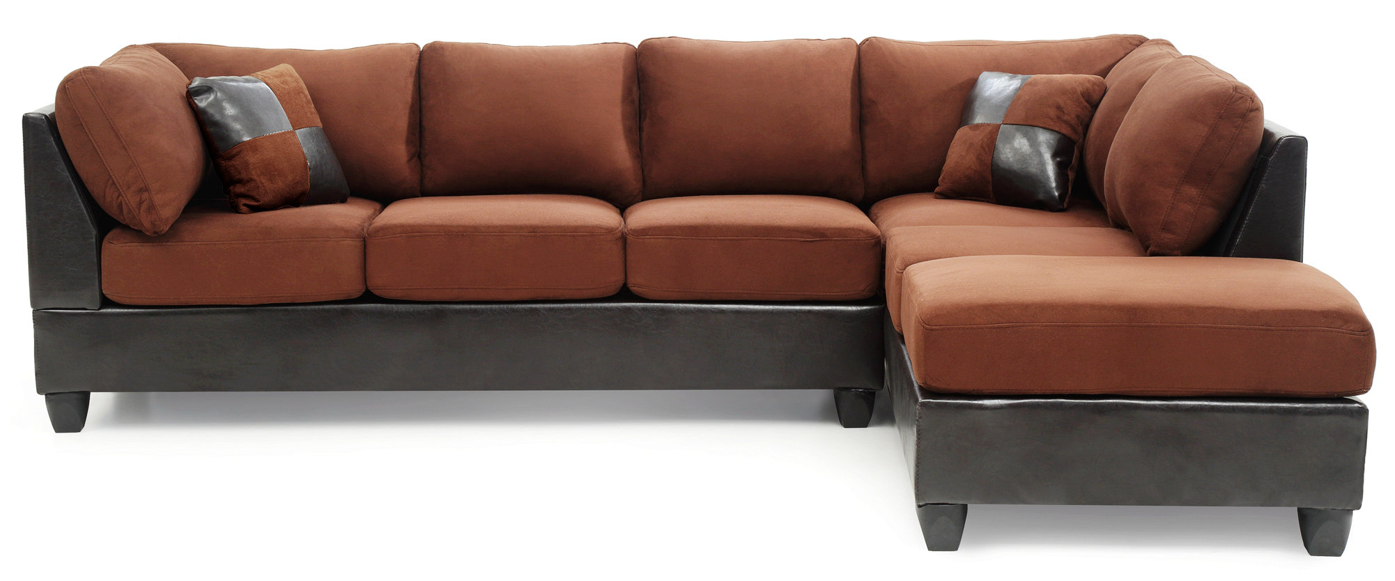 Angel Queen Wood Sectional Sofa With Ottoman And Tufted Cushion | Wayfair