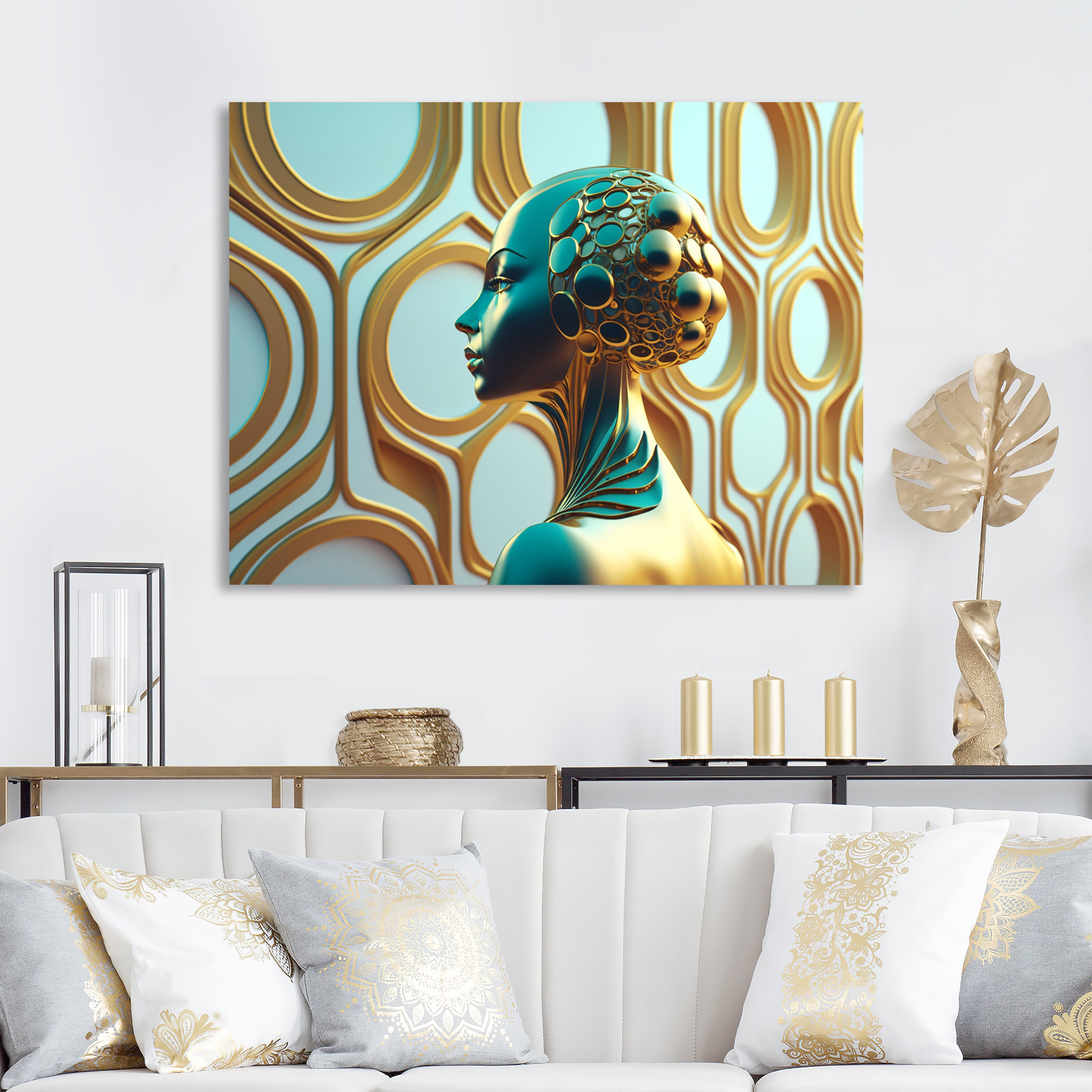 Mercer41 Visionary Gold And Turquoise Goddess I Visionary Gold And ...