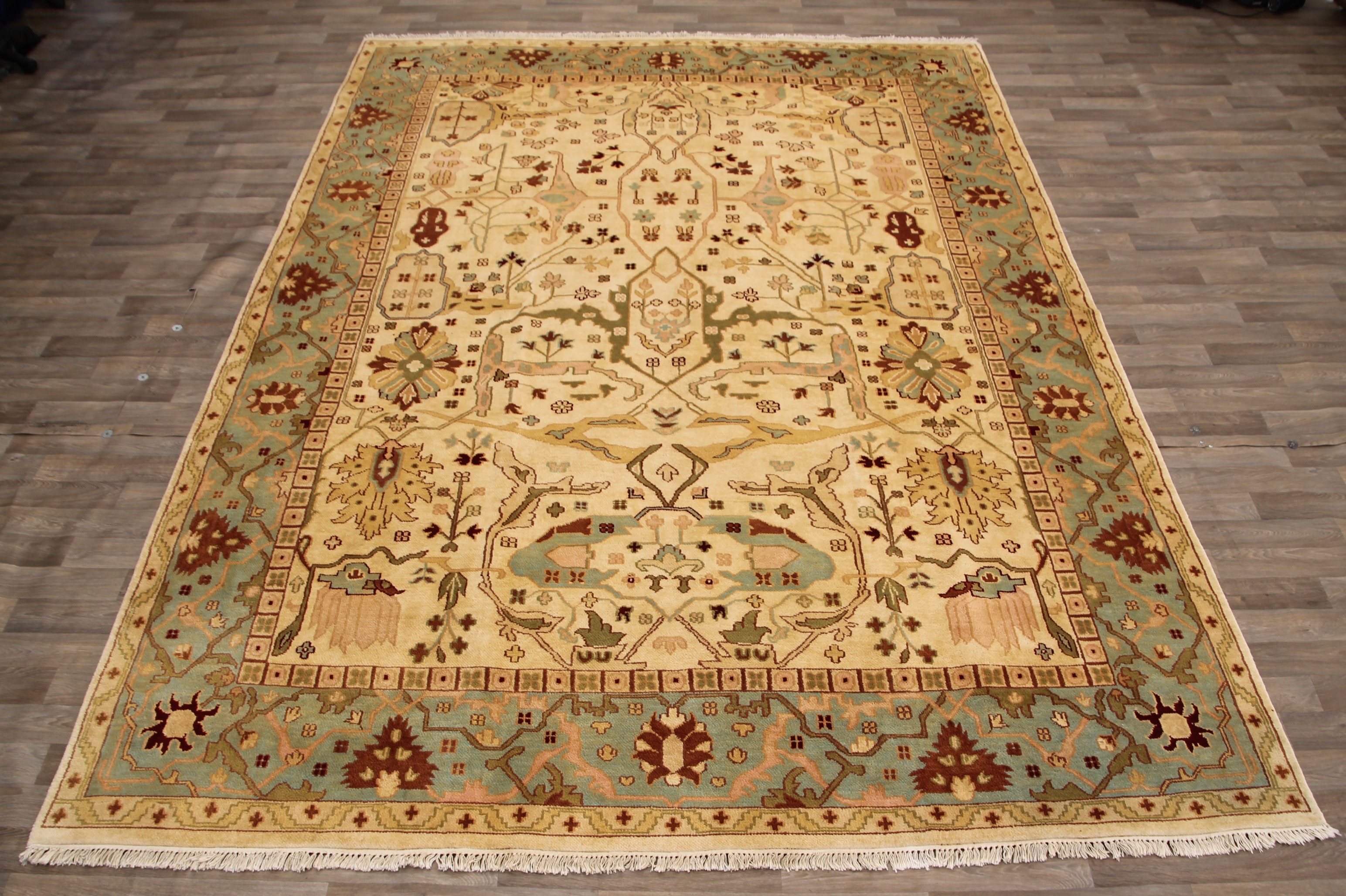 Charlton Home® One-of-a-Kind Sherry Hand-Knotted Green/Beige 9' x 12'5 ...