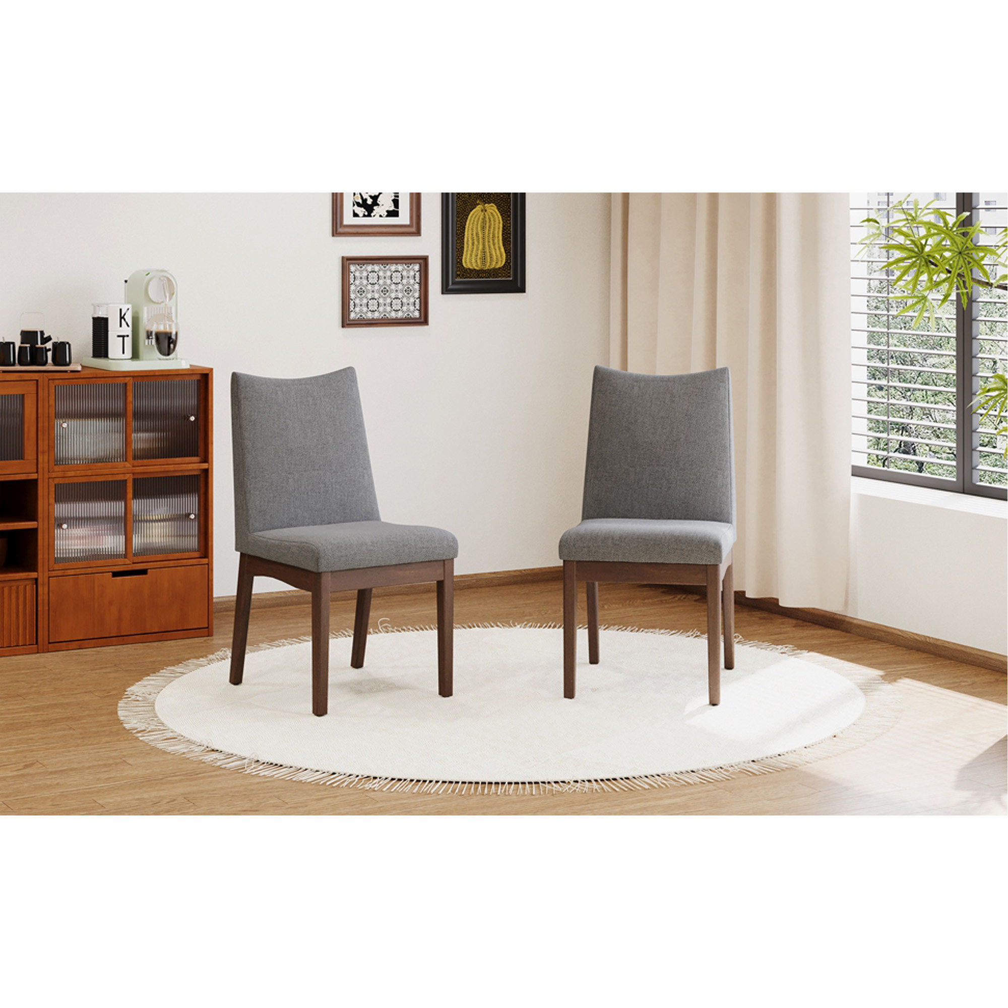 Lark Manor™ Charming Mid-Century Dining Chair Set With Upholstered ...