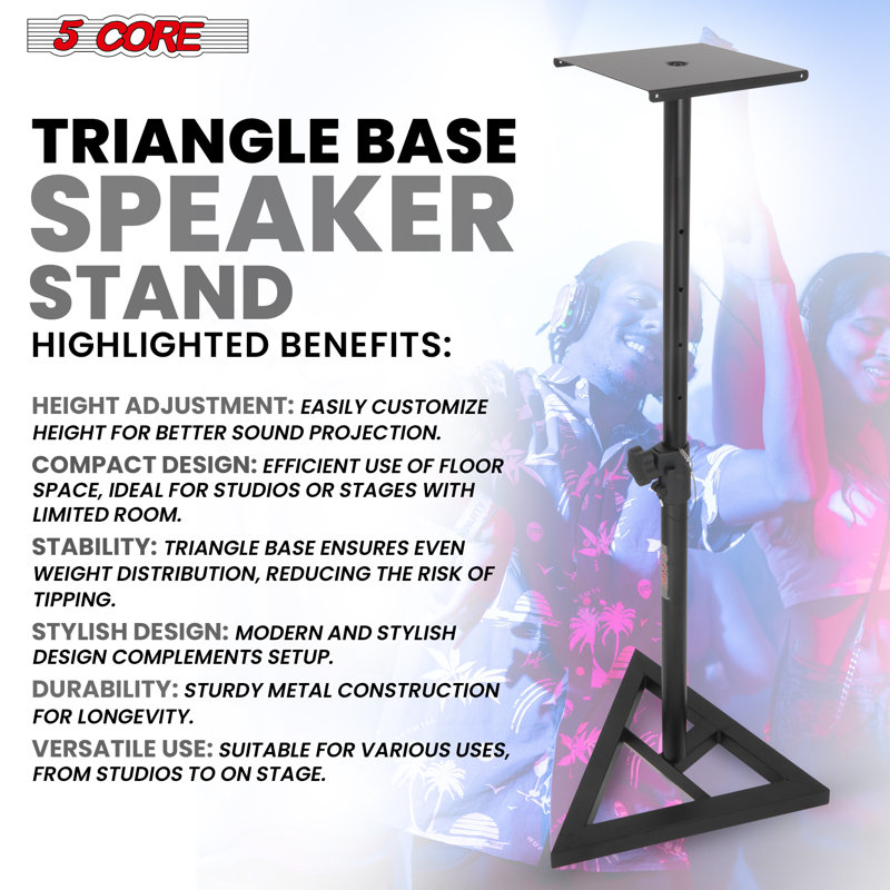 5 Core Speaker Stands Pair Three Point Triangle Base Studio Monitor ...
