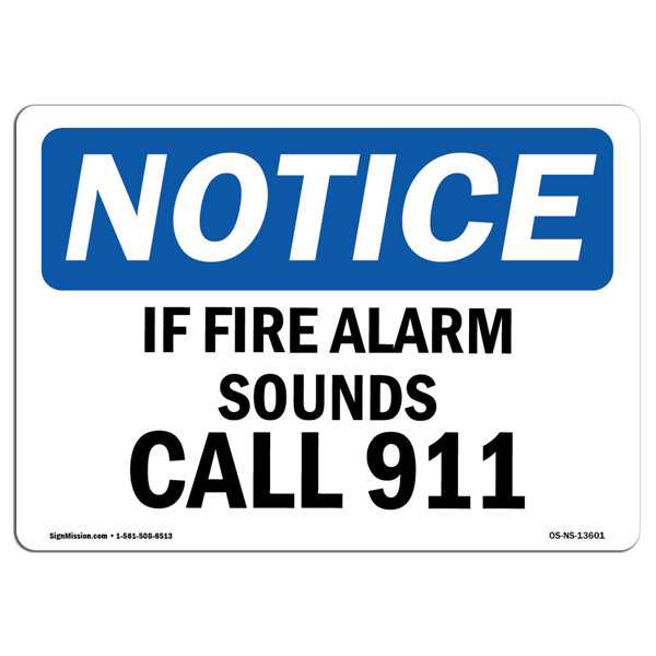 SignMission If Fire Alarm Sounds Call 911 Sign | Wayfair