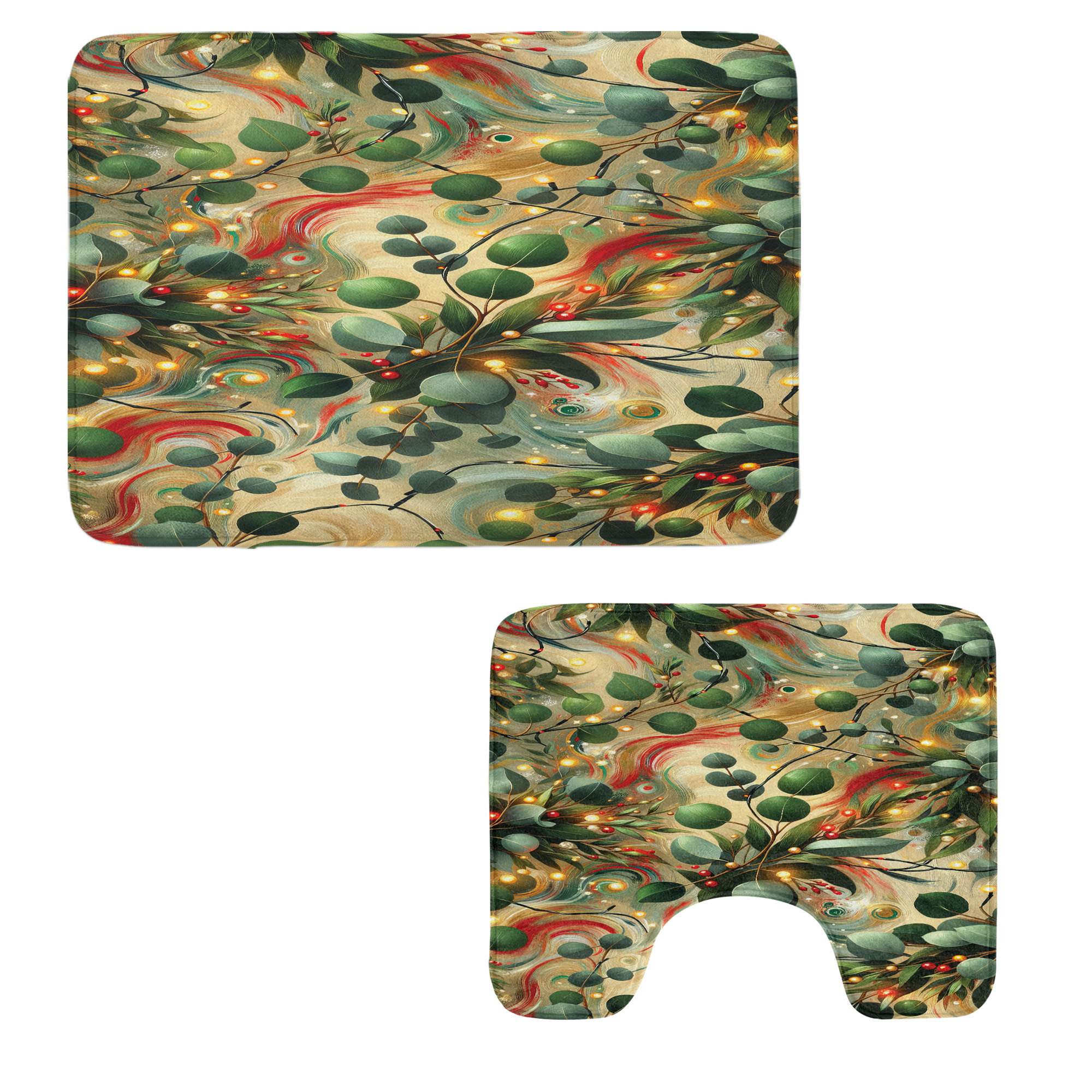 The Holiday Aisle® Christmas Bathroom Rug Set 2 Pieces Rectangle ...