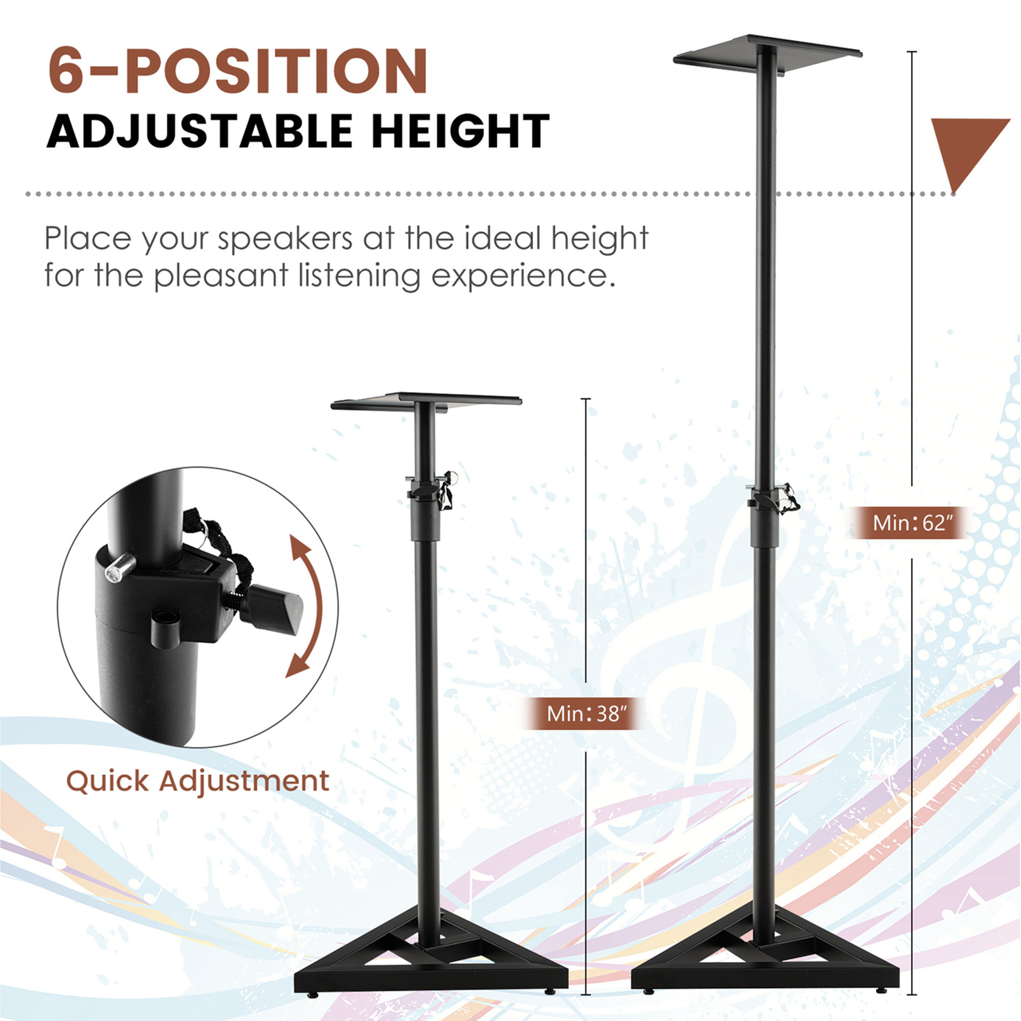 Wrought Studio™ Adjustable Height Speaker Stand & Reviews | Wayfair