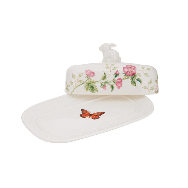 Lenox Butterfly Meadow Bunny Covered Butter Dish & Reviews | Perigold