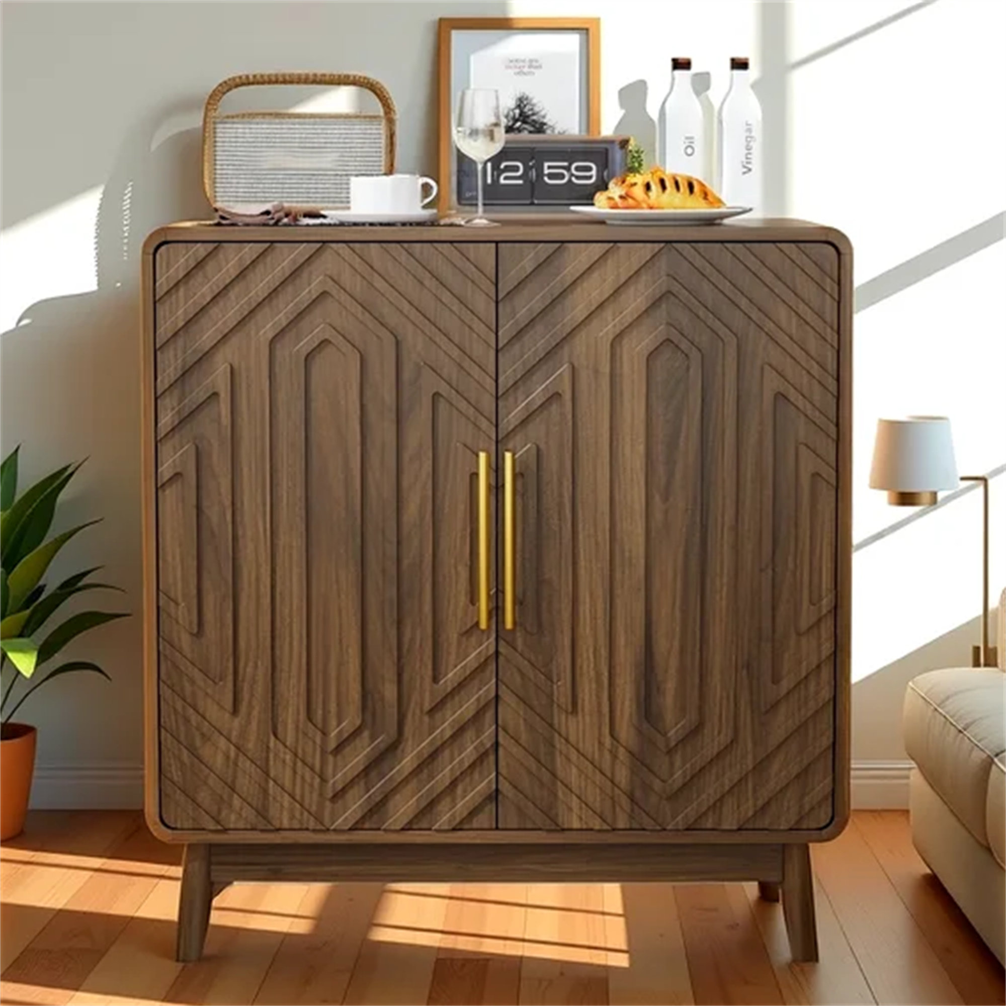 George Oliver Sideboard Buffet Cabinet With Storage ,Carved 2 Door ...