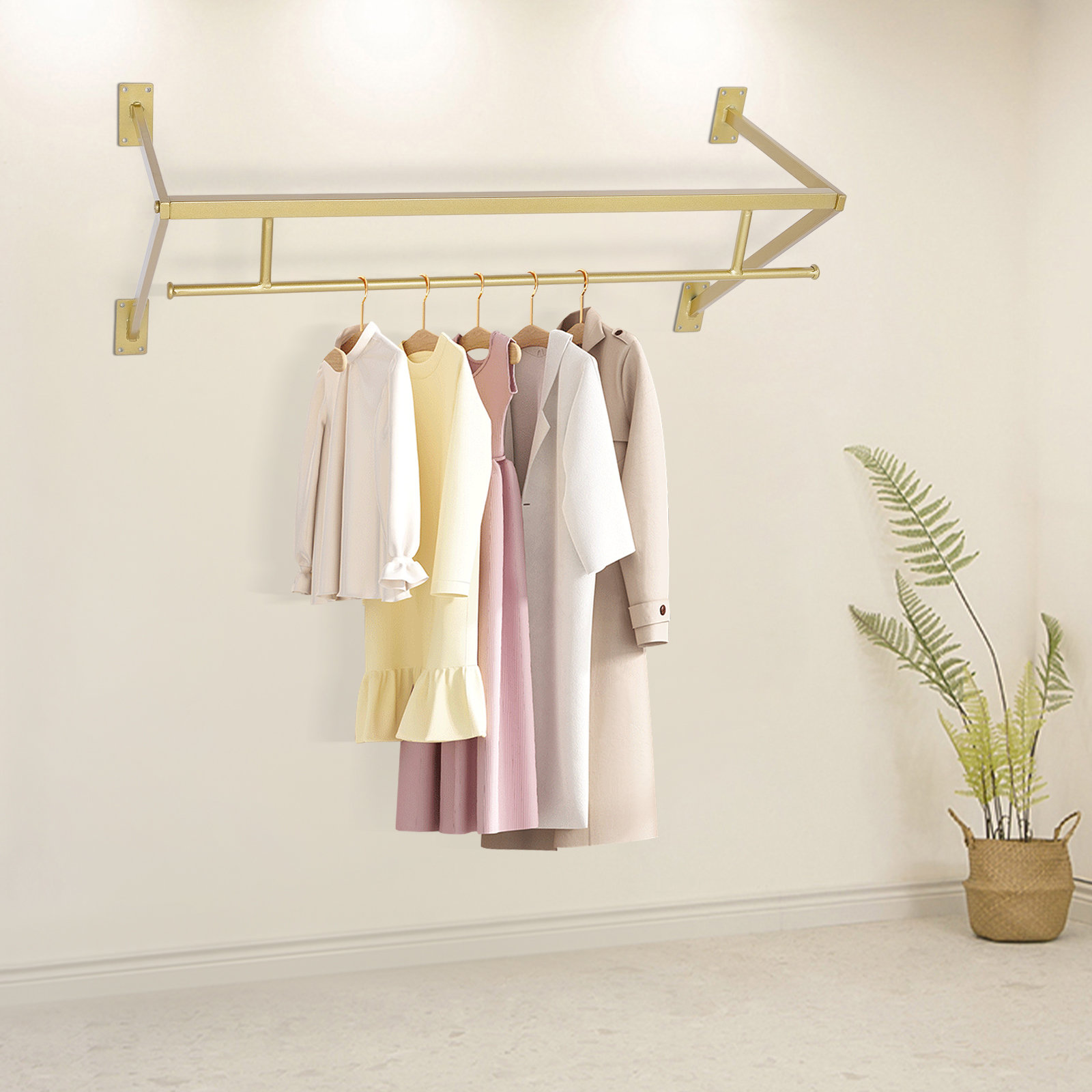 Everly Quinn 31.5'' Wall Mounted Clothes Rack Industrial Pipe Display ...