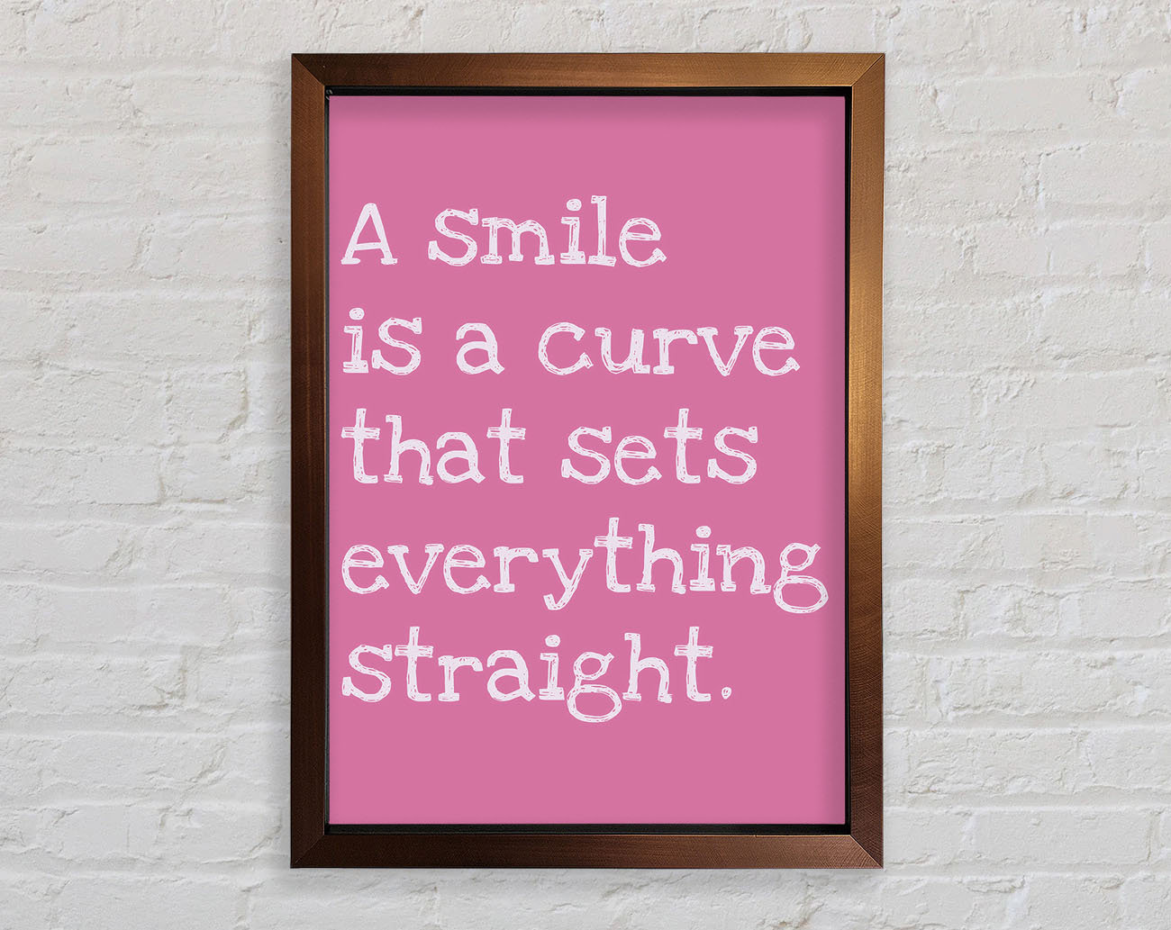 Happy Larry Motivational Quote Smile Is A Curve Beige Framed Print ...
