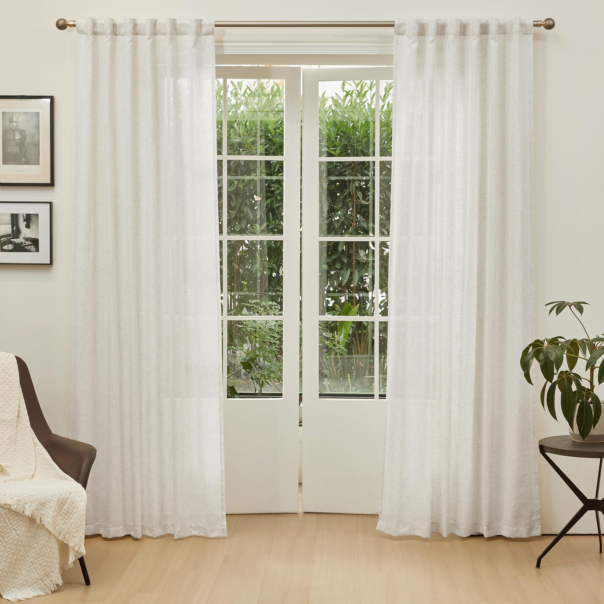 Lark Manor™ Linen Curtains For Living Room, Natural Semi Sheer Curtains ...