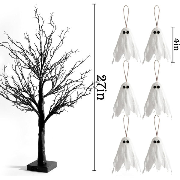 The Holiday Aisle® Halloween Decor Black Tree: 27" Spooky Lighted ...