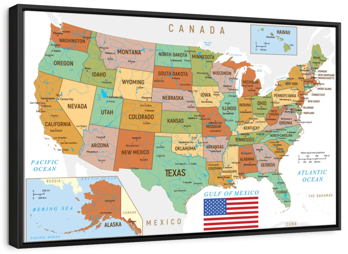 17 Stories Vintage USA Map Canvas Print | Wayfair