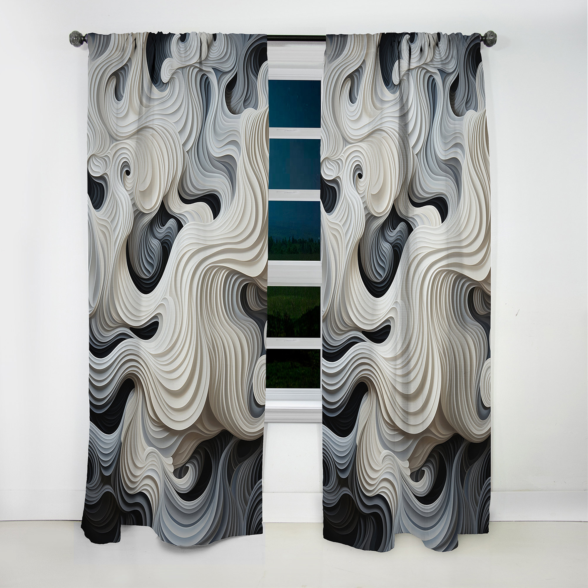 East Urban Home Hendley - Op Art Abstract Blackout Curtain - 1 Panels ...