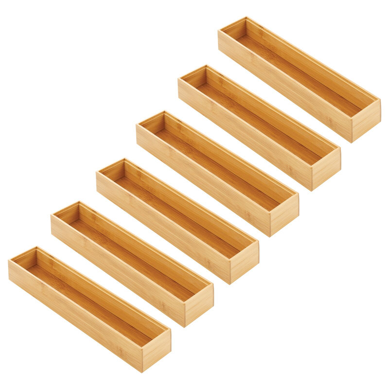 mDesign Stackable Wooden Bamboo Drawer Organizer Tray | Wayfair
