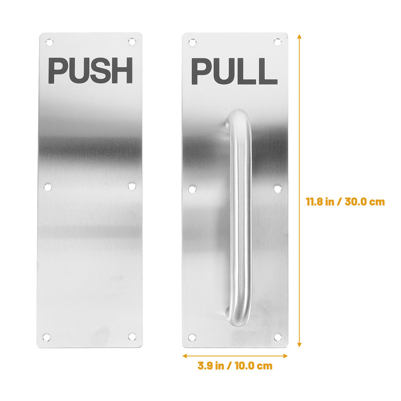 PINXOR Commercial Door Push Pull Plate Warehouse Door Pull Stainless ...