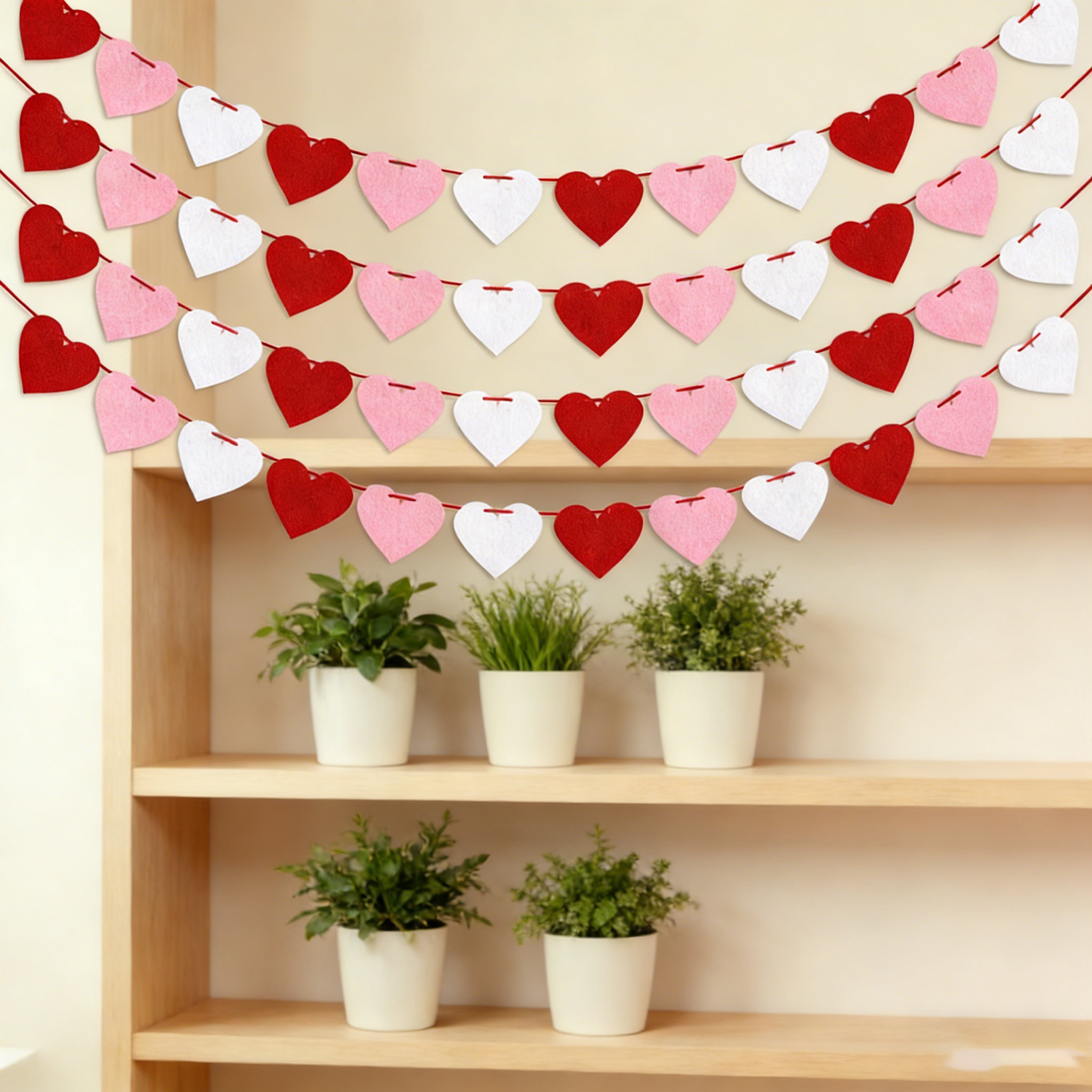 The Holiday Aisle® Felt Heart Garland Banner | Pre-Strung Valentine's ...