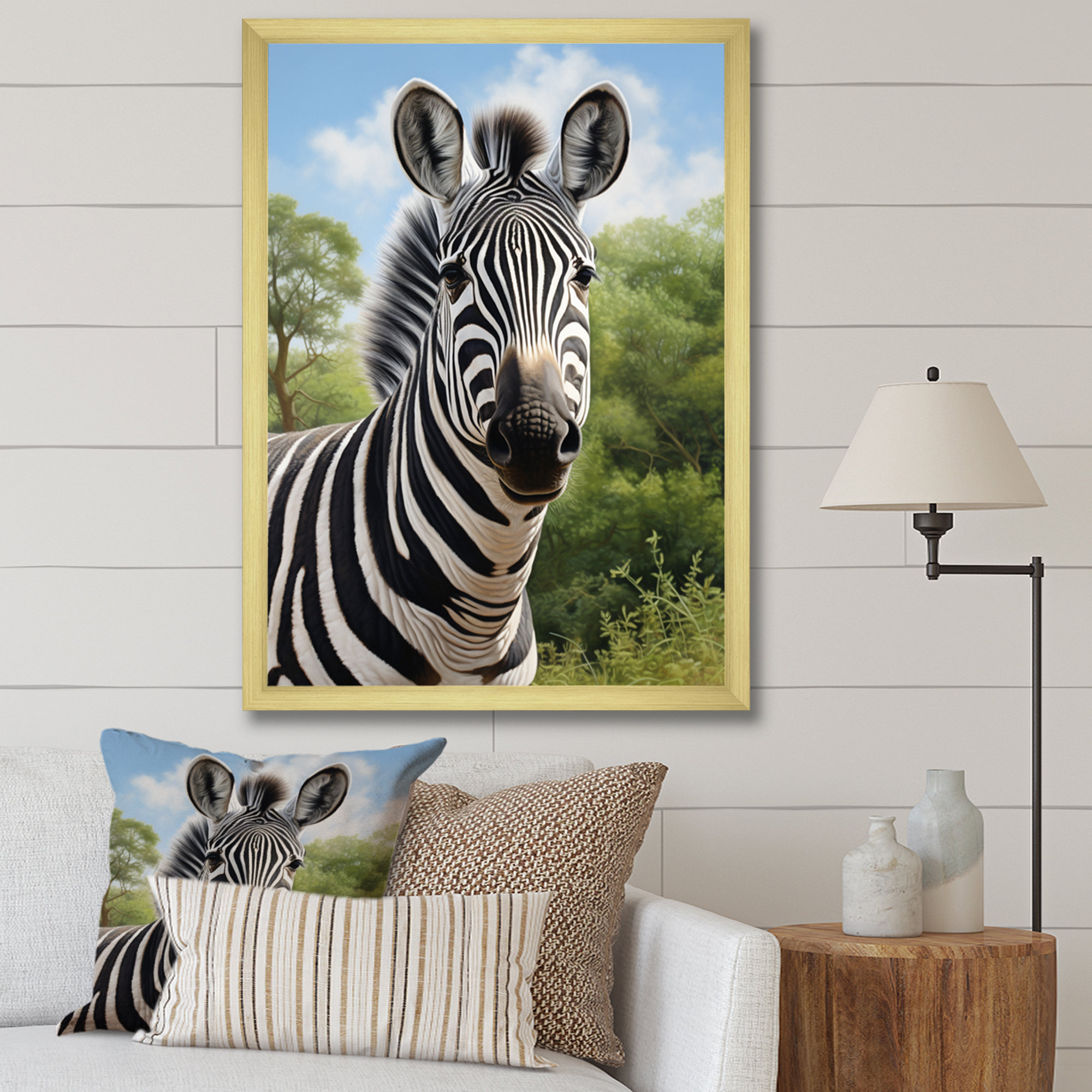 Design Art Zebra Realistic Zebra Portrait | Wayfair