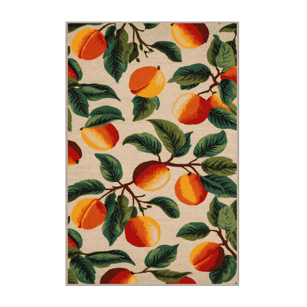 One Allium Way® Washable Nectarine Fruits Area Rug | Wayfair
