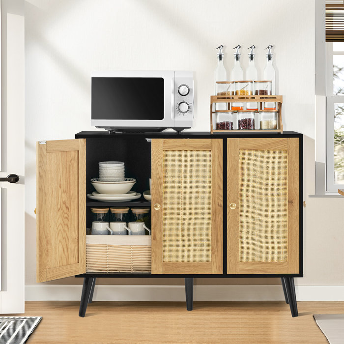 Bay Isle Home Sherick Boho Storage Cabinet with 3 Rattan Doors & 3 ...