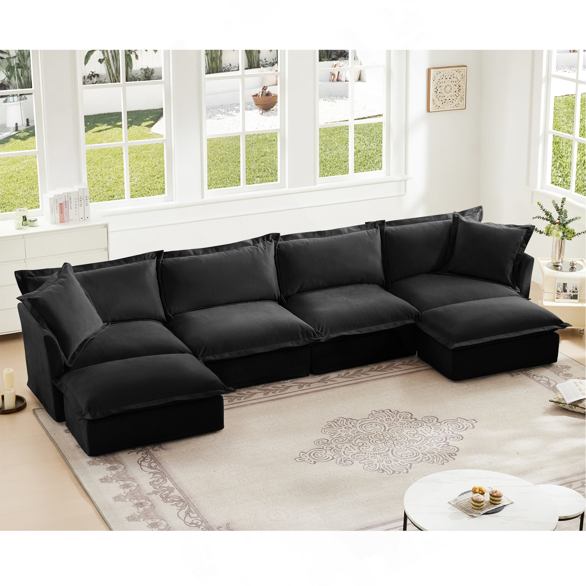 Latitude Run® Slipcovered U Shape Sectional Wide And Deep Seat Sofa ...