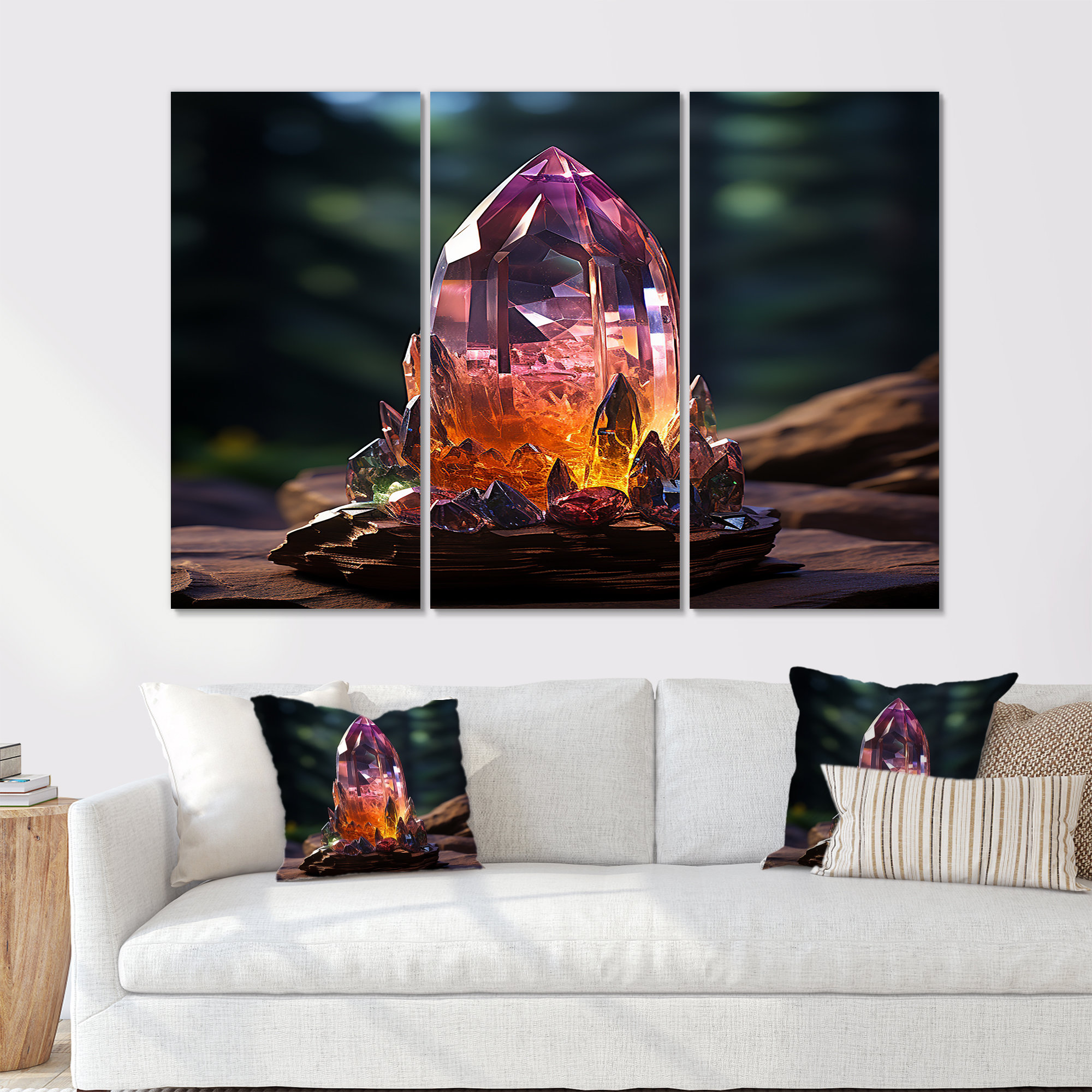Design Art Blue Amethyst Forest Quartz Crystal I - Stone Geode Wall Art ...