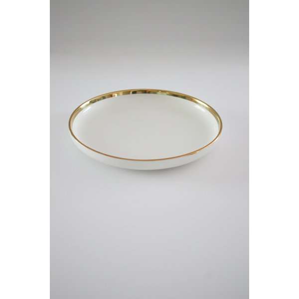 Mercer41 Elrike Luxury Ceramic White Plate Design with Gold Trim - 8 ...