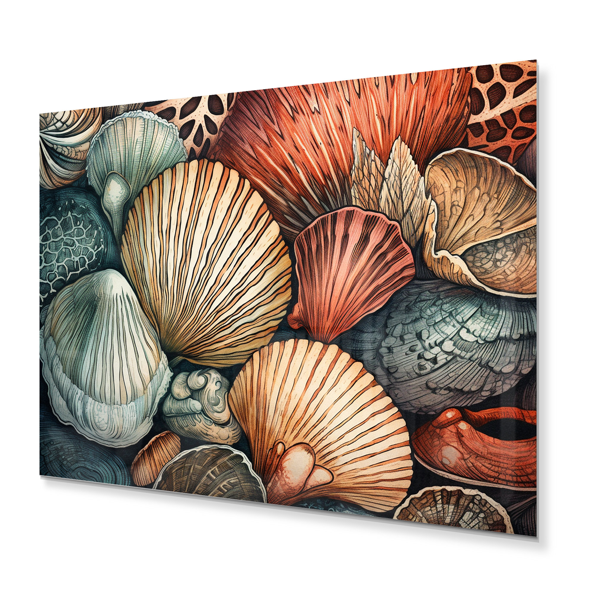 Dovecove Seaside Seashells III - Modern Landscape Beach Metal Wall ...
