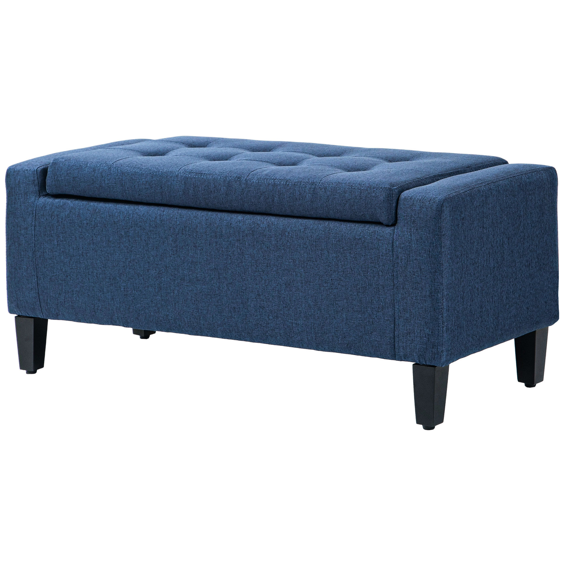 Latitude Run® Dark Blue Storage Bench From , Linen Upholstered With ...