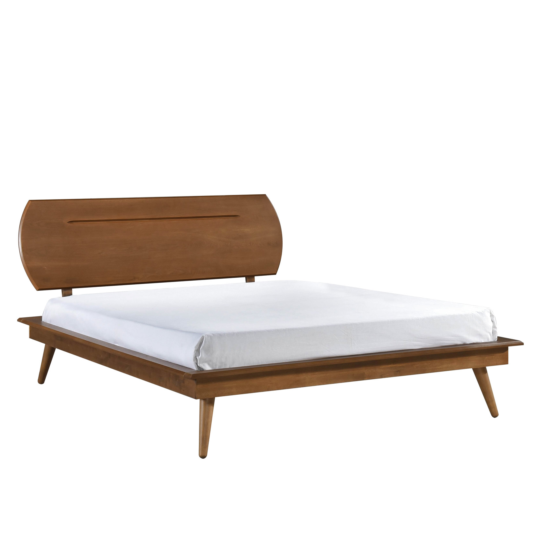 One Allium Way® Full Platform Bedroom Bed With Rounded Oval Headboard ...